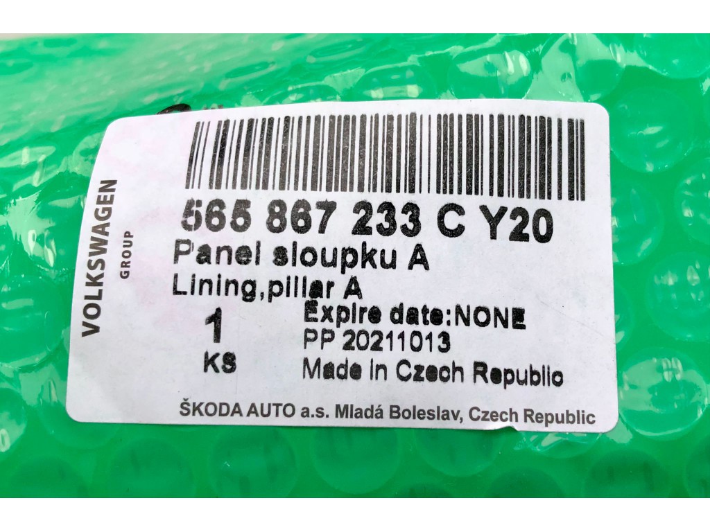 GENUINE SKODA Kodiaq A-pillar trim pearl grey Left 565867233C Y20